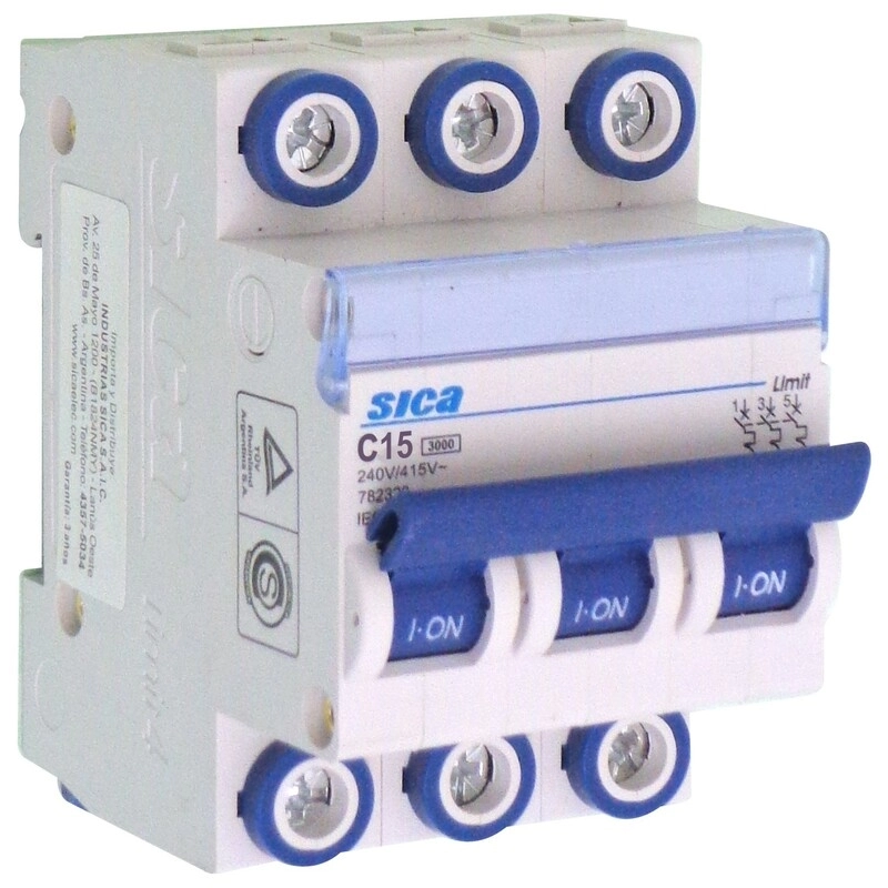 Interruptor Termomagnético tripolar 15A curva C 3kA | Sica | BP ...